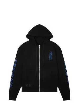 Chrome Hearts Vertical Logo Zip-up Hoodie - Black