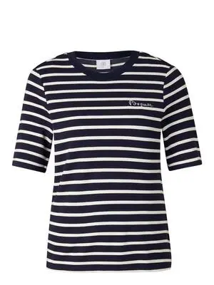 Bogner Striped T-shirt With Embroidered Logo - Navy Blue/off-white