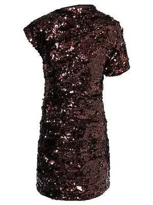 GANNI Sequined Gathered Mini Dress - Demitasse