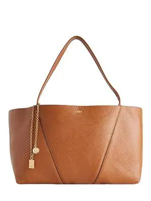 Chloé Spin Large Leather Tote Bag - Clay Brown