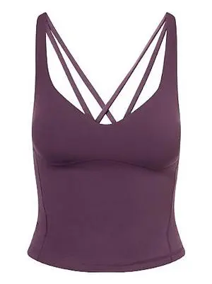 Bo+tee Sweetheart Cross-back Stretch-woven Tank Top - Purple