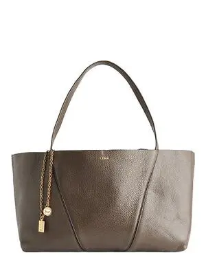Chloé Spin Large Leather Tote Bag - Flannel Grey