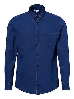 Sunspel Long-sleeves Button-down Cotton-poplin Shirt - Indigo