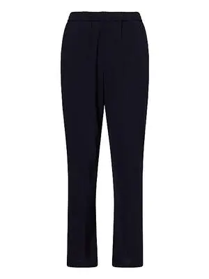 Giorgio Armani Drawstring Straight-leg Wool Trousers - Dark Navy
