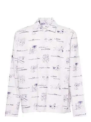 PALMES Sunshine Printed Cotton And Linen Shirt - Off White