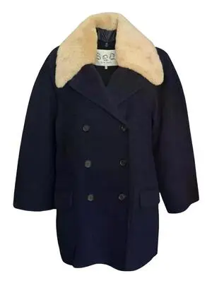 Sea Double-breasted Coat - Blue
