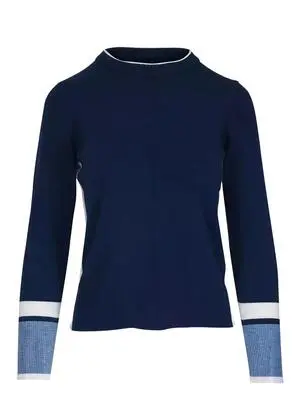 Kinross Cashmere Striped Jumper - Blue