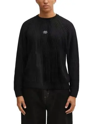 Filling Pieces Ribbed Embroidered Sweater - Black