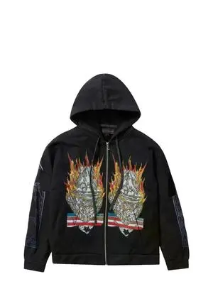 WHO DECIDES WAR BY EV BRAVADO Engulfed Memories Zip-up Hoodie - Black