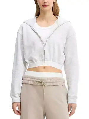 LA MANIA Cropped Zip Hoodie - Grey