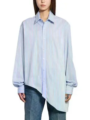 SSHEENA Asymmetric Poplin Shirt - Blue