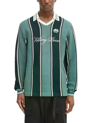 Filling Pieces Striped Football Jersey Sweatshirt - Green