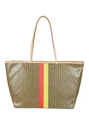 Tory Burch Racer Stripe-detail Tote - Brown