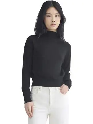 Everlane Mockneck Ultrafine Merino Sweater - Black