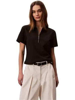 Calvin Klein Ponte Polo T-shirt - Black
