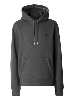 Burberry Embroidered Ekd Cotton Blend Hoodie - Charcoal Melange