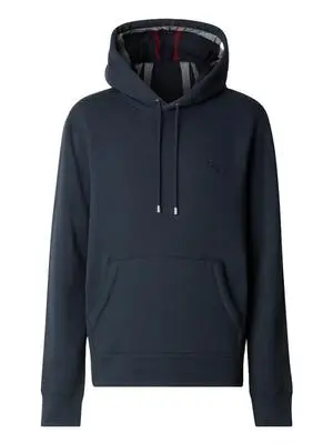 Burberry Embroidered Ekd Cotton Blend Hoodie - Navy