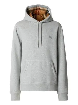 Burberry Embroidered Ekd Cotton Blend Hoodie - Pale Grey Melange