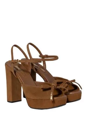 Miu Miu Suede Platform Sandals - Oak