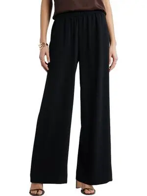 Nordstrom Wide-leg Pull-on Trousers - Black