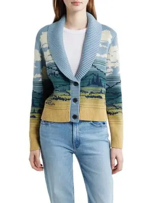 Pendleton Big Sky Cotton Cardigan - Blue/yellow Multi
