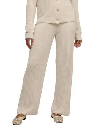 Barefoot Dreams Cozychic Ultra Lite Textured Hem Ribbed Pants - Stone