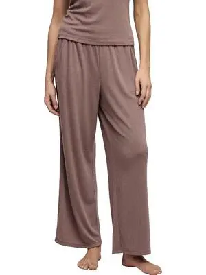 Barefoot Dreams Pointelle Knit Wide Leg Lounge Pants - Sable