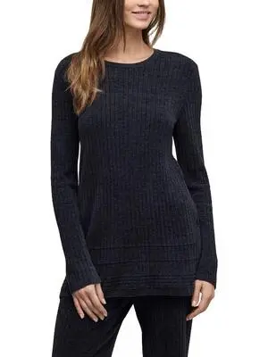 Barefoot Dreams Cozychic Ultra Lite Textured Ribbed Button Sweater - Black