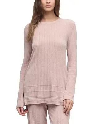 Barefoot Dreams Cozychic Ultra Lite Textured Ribbed Button Sweater - Teaberry