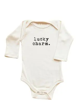 TENTH & PINE Lucky Charm Organic Baby Bodysuit - Natural Black Lettering