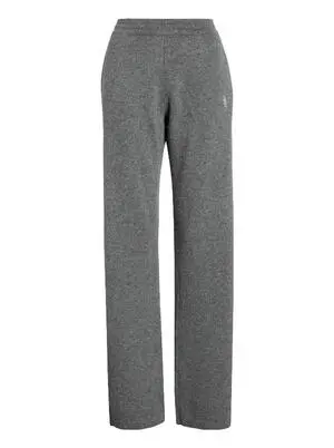 SPORTY & RICH Embroidered Logo Cashmere & Wool Pants - Cool Gray