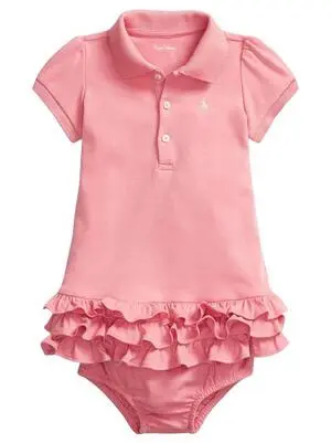 Ralph Lauren Ruffle Cotton Polo Dress With Bloomers - Desert Rose