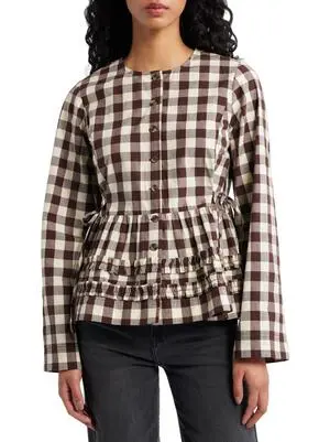 DAMSON MADDER Madison Gingham Organic Cotton Top - Butter/brown