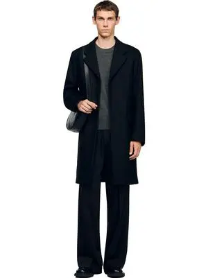 Sandro Wool Broadcloth Coat - Black
