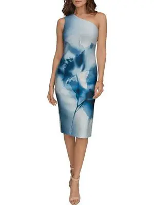 Donna Karan New York One Shoulder Midi Dress - Washed Indgo