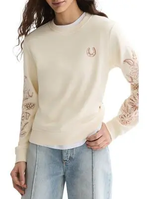 Scotch & Soda Embroidered Graphic Sweatshirt - Eggnog