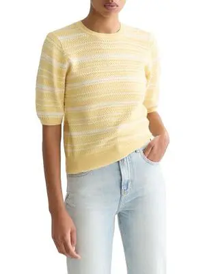 Scotch & Soda Stripe Puff Sleeve Sweater - Parsnip Stripe