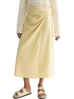 Scotch & Soda Linen Blend Wrap Maxi Skirt - Parsnip