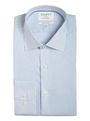 STANTT Contemporary Fit Bengal Stripe Wrinkle Resistant Cotton Dress Shirt