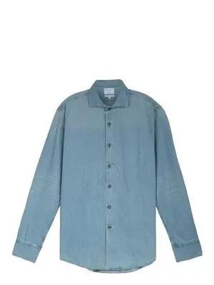 STANTT Light Wash Denim Dress Shirt - Distressed Blue