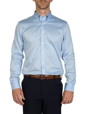 STANTT Contemporary Fit Wrinkle Resistant Cotton Twill Dress Shirt - Light Blue