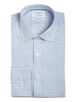 STANTT Contemporary Fit Check Wrinkle Resistant Cotton Dress Shirt