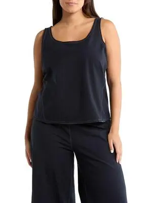 Lyssé Reversible Essential Stretch Cotton Tank - True Navy/grey Melange