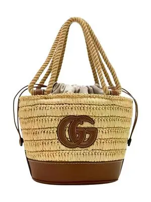 Gucci Gg-logo Woven Bucket Bag - Neutrals