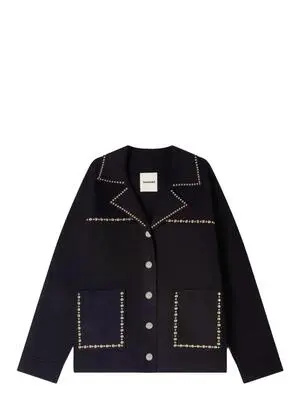 Sandro Stud-embellished Cardigan - Blue