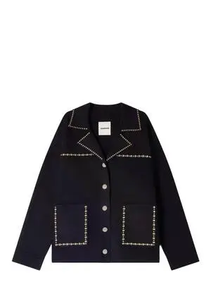Sandro Stud-embellished Cardigan - Blue