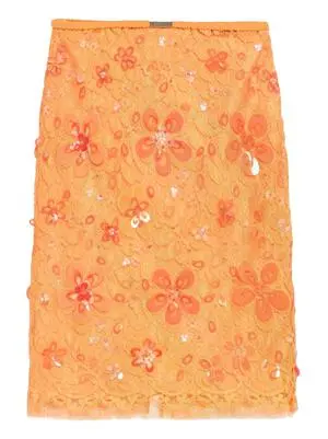 Gucci Sequin-embellished Midi Skirt - Orange