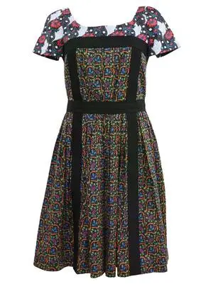 Prada Printed Midi Dress - Black