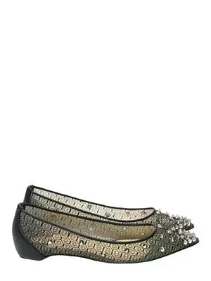 CHRISTIAN LOUBOUTIN Lace Spike-embellished Ballet Flats - Black