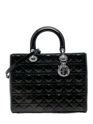 Dior 2011 Large Patent Cannage Lady Satchel - Black